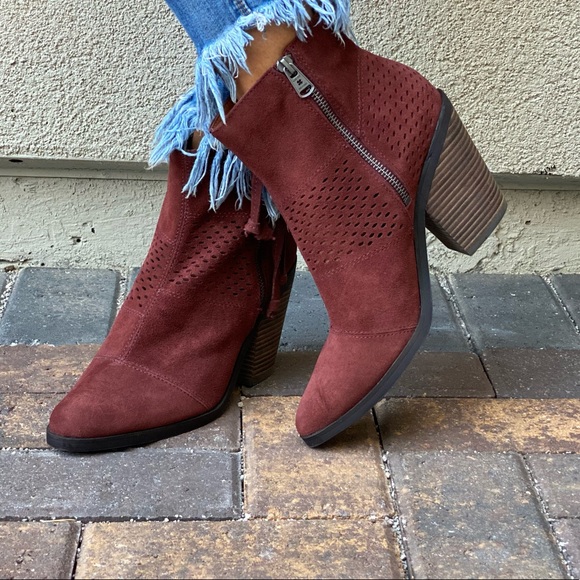 Lucky Brand | Shoes | Rust Red Genuine Leather Perforated Ankle Booties ...